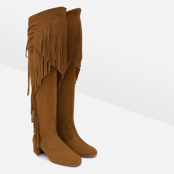 Zara | Shoes | Zara West Bohemian Chestnut Leather Thigh High | Poshmark